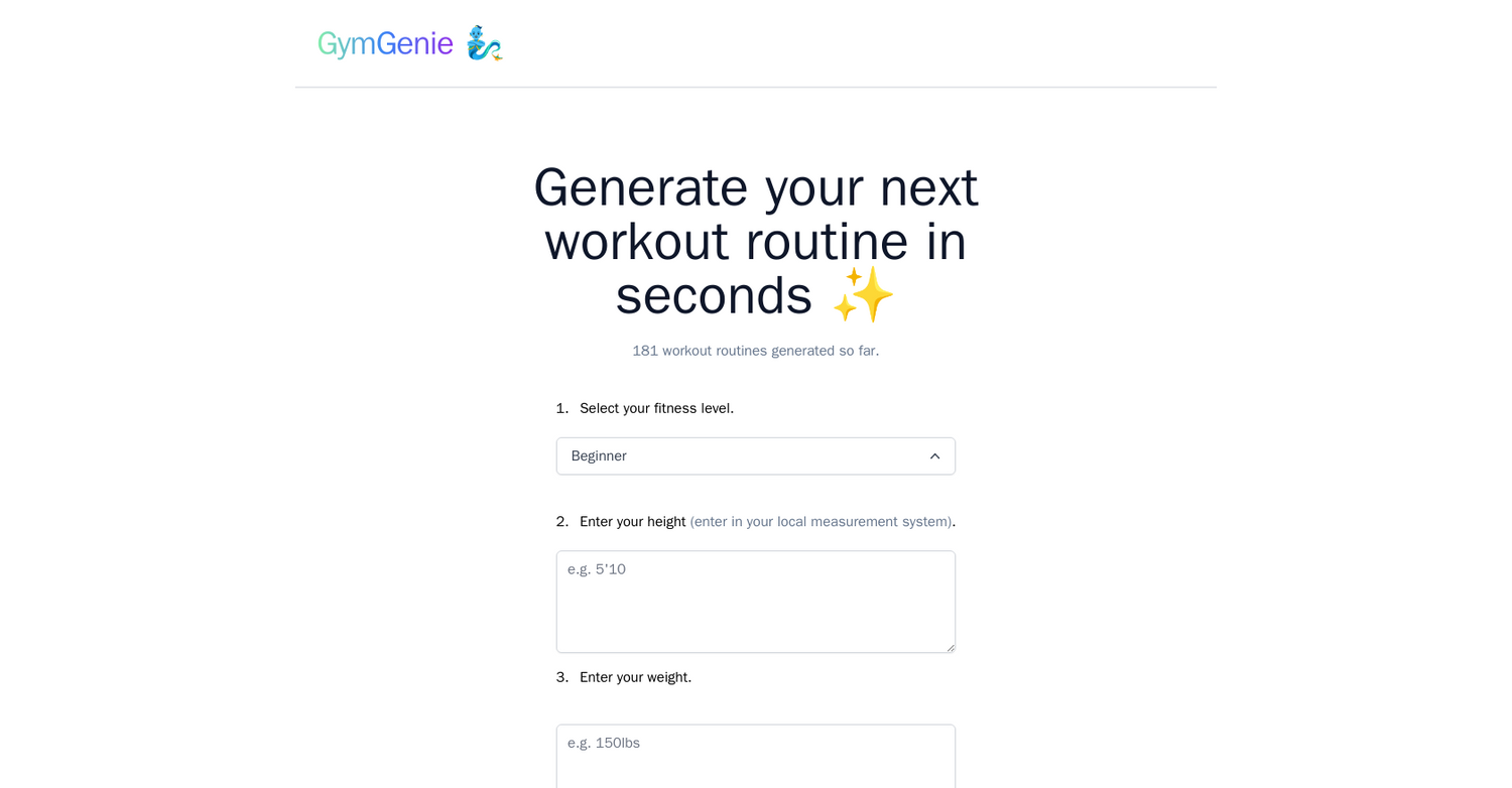 Gym Genie - Genera rutinas de ejercicios personalizadas en segundos ...