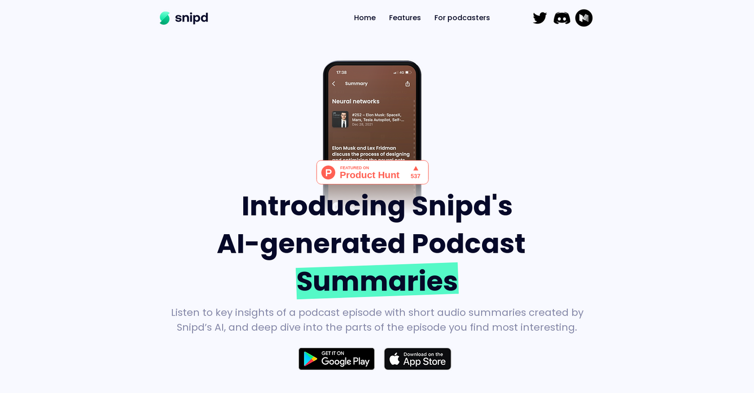 Snipd Podcast Summaries - La herramienta de resumen de podcast impulsa ...