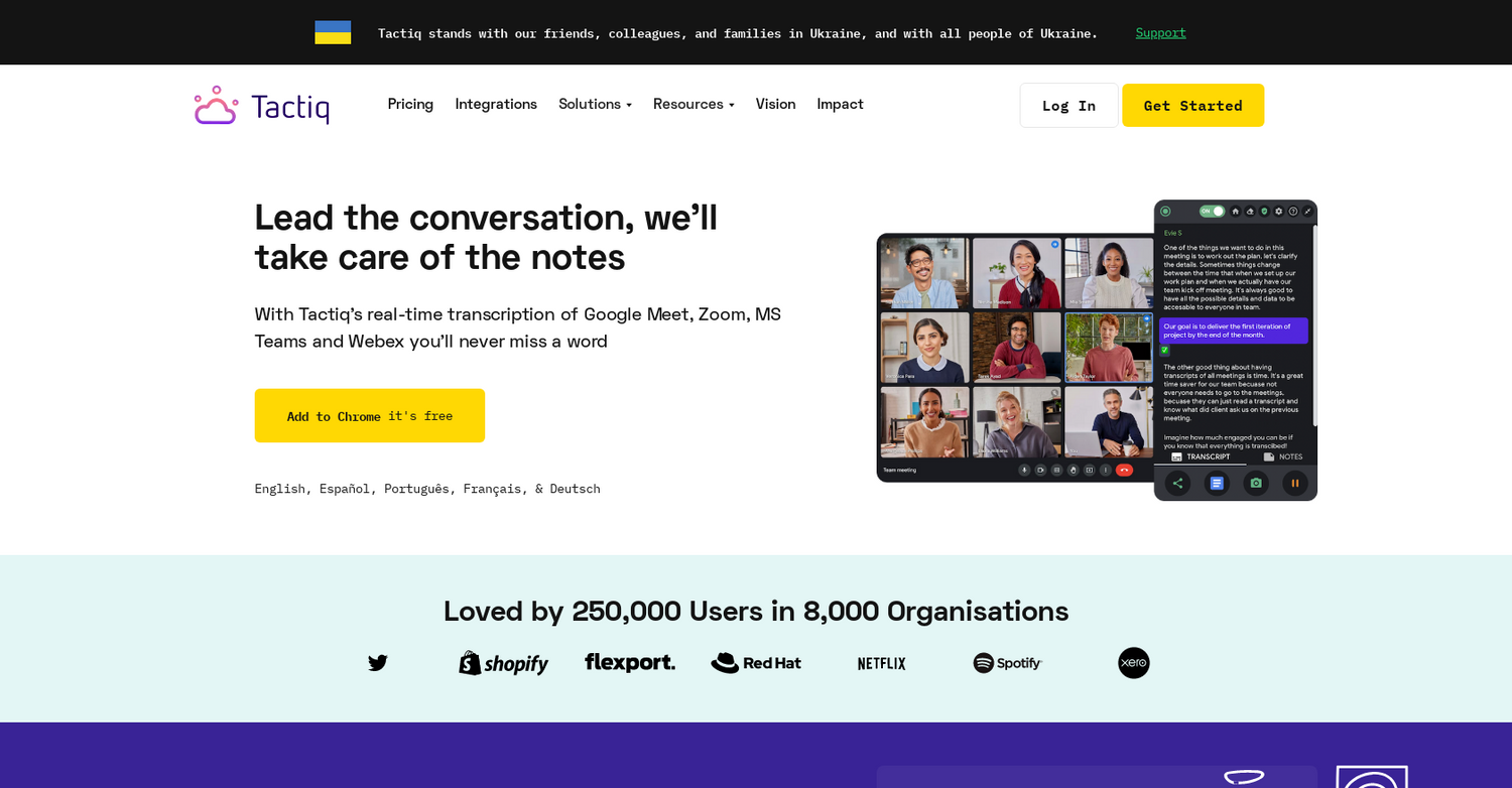 Tactiq: Transcribe Reuniones de Google Meet y Zoom con IA [Gratis 2026 ...